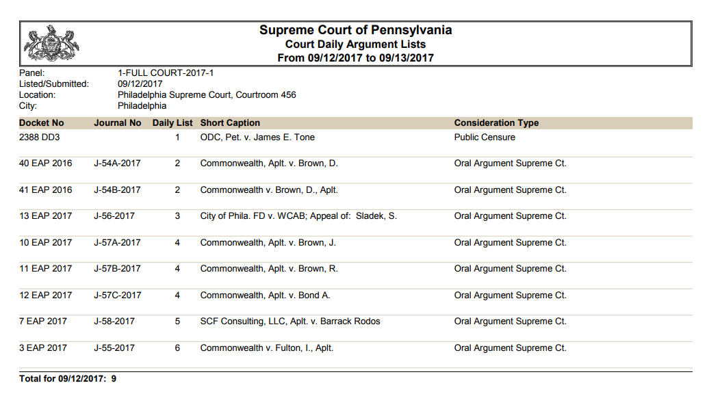 September 2017 – Pa Supreme Court Cases for Argument | PAA